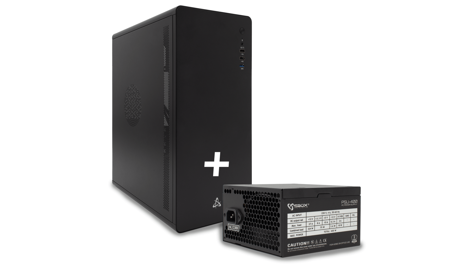 S BOX kućište PCC 500 + PSU 400 Black - Cene i akcije