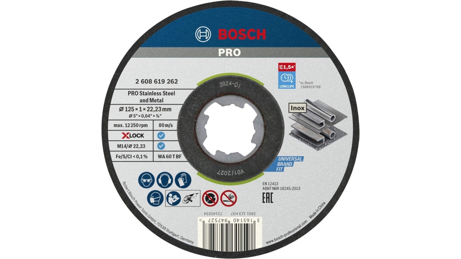 BOSCH 125x1 mm WA 60 T BF ravna (2608619262) rezna ploča - Cene i akcije