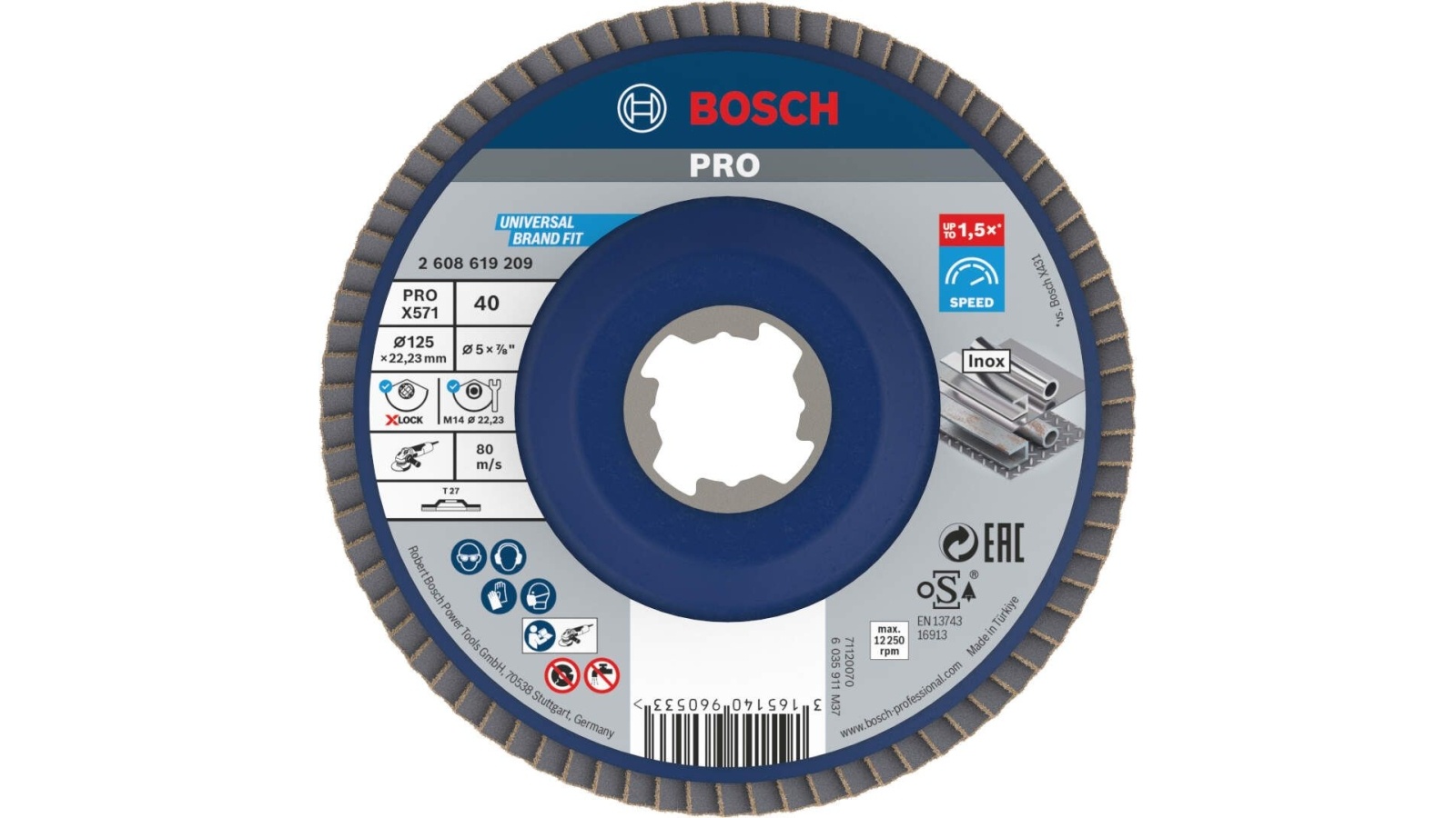 BOSCH PRO X571 X-LOCK flap disk 125 mm G40 2608619209 brusna ploča ...